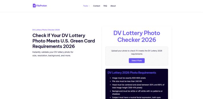 DV Lottery Photo Checker 2026 – Simple & Free | FileProton